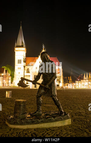 Executioner sculpture and tenements in the main square of Bardejov ...