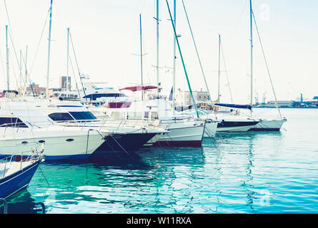 The Catania Port Authority, seascape with sail boats, Sicily, Italy ...