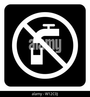 Not drinking water sign vector Non-potable water Prohibition sticker ...