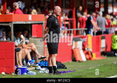 Alfreton Town manager Billy Heath checks the pitch ahead of the ...