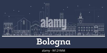 Italy, Bologna architecture vector city skyline, travel cityscape with ...