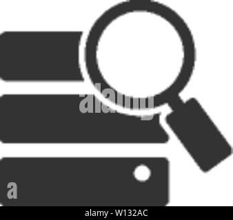 Database search white icons in round glossy buttons with steel frames ...