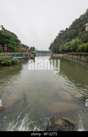 Construction canal woods in the rain in Guilin, China in autumn Stock ...