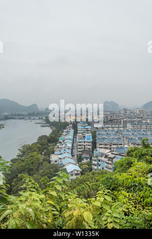 Construction canal woods in the rain in Guilin, China in autumn Stock ...