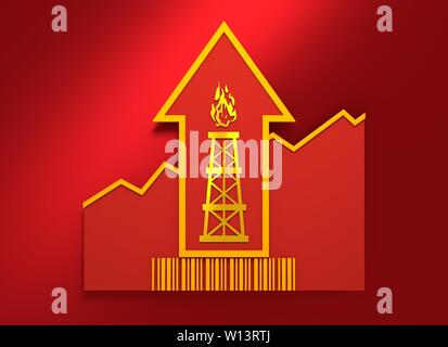 Gas rig icon on grow up arrow and bar code Stock Photo - Alamy
