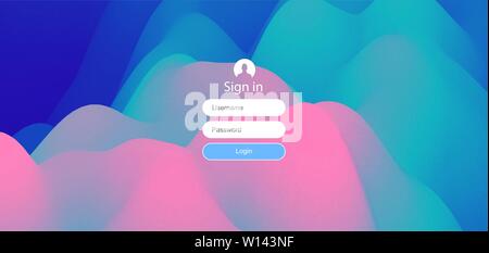 Login user interface. Modern screen design for mobile app and web design. Gradient background ...