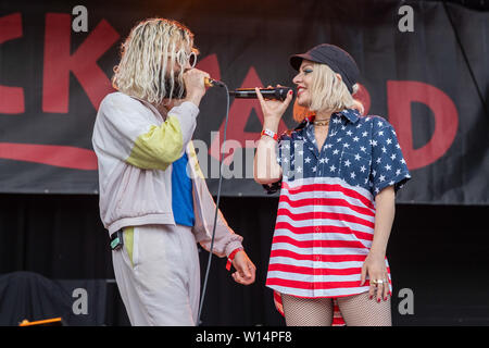 Cole Randall and Shpresa Lleshaj of Flora Cash during the Summerfest ...