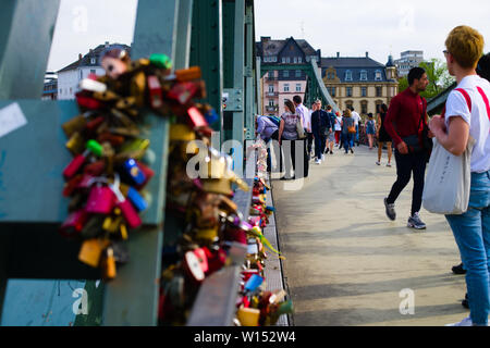 Frankfurt, Germany.Love locks on the Eiserner Steg,Iron footbridge,Iron ...