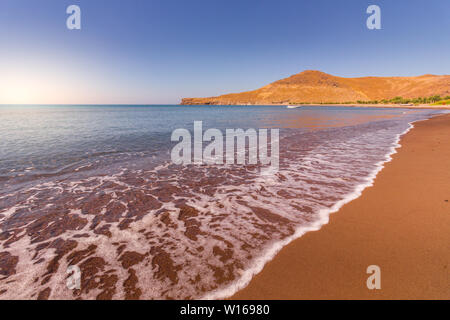 Beach of Chrousos, near Mesotopos village, in Lesvos island, Aegean sea ...