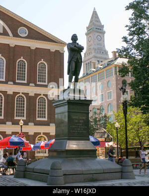 Statue of Revolutionary Patriot, Samuel Adams, 1722-1803, in front of ...