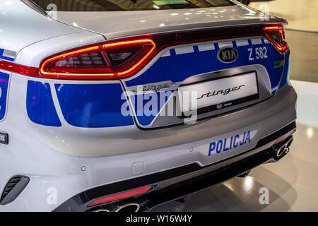Poznan, Poland, March 2019 Kia Stinger POLICE POLICJA patrol cop ...