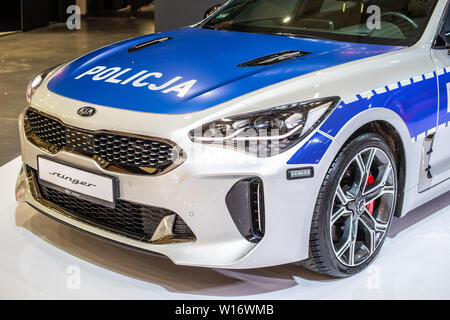 Poznan, Poland, March 2019 Kia Stinger POLICE POLICJA patrol cop ...