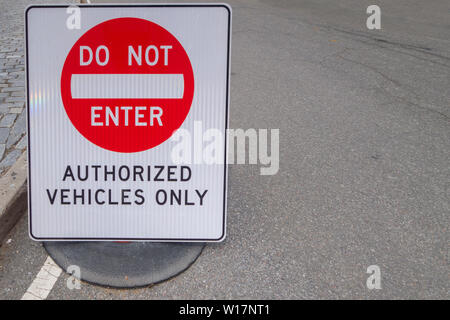 No Entry Authorized Vehicles Only sign Stock Photo - Alamy