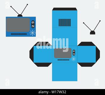 Vintage television model for print to paper cut and glue Stock Vector ...