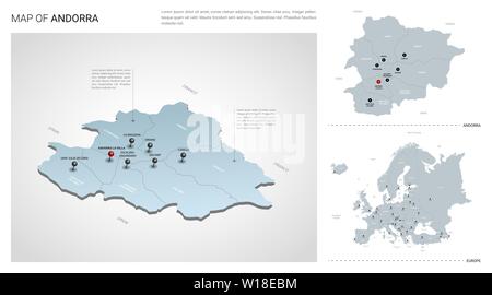 Map of Andorra by region in different colors. Vector illustration Stock ...
