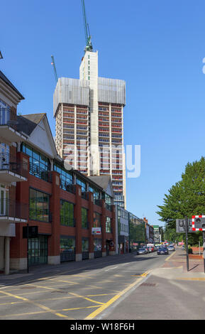 View from Goldsworth Road of the uncompleted core of the new mixed use ...