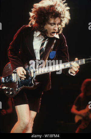 AC/DC US rock group with Angus Young about 1983. Photo: Jeffrey Mayer ...