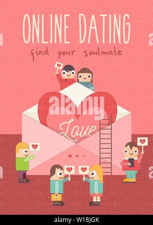 online dating design with envelope icon over orange background ...