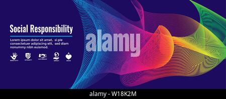 CSR-Corporate Social Responsibility Outline Icon Set and Web Header ...