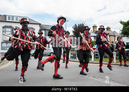 Datchet, UK. 30 June, 2019. Datchet Border Morris, an all male Border ...