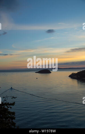 Sunset from the Deception Pass Bridge in Washington Stock Photo - Alamy