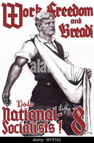 arbeit freiheit und brot poster red white black nazism national ...