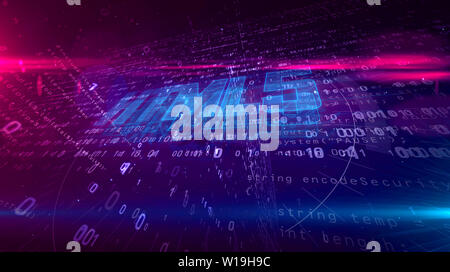 HTML5 glowing hologram over working cpu on digital background. Modern ...