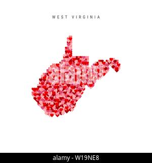 I Love Virginia. Red Hearts Pattern Vector Map of Virginia Stock Vector ...