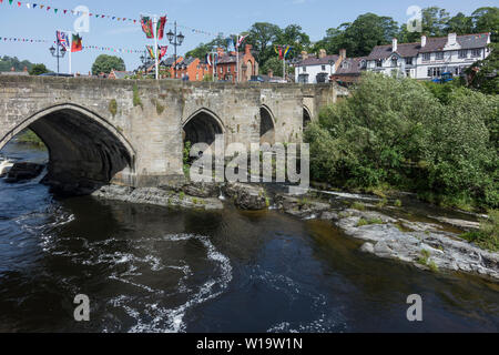 Road Bridge over River Dee Llandderfel Flintshire North East Wales ...