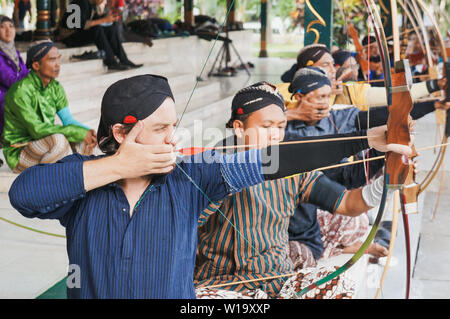 Javanese practicing Jemparingan, Mataram Kingdom's traditional archery ...