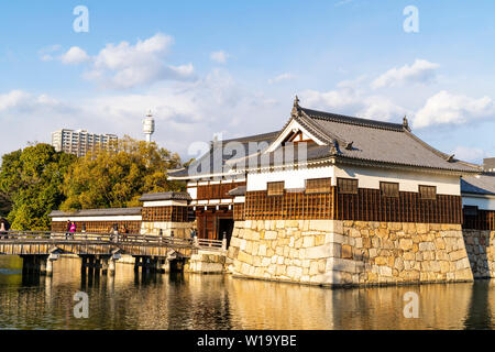 Hiroshima Castle. The main yaguramon gate, gate with turret over and ...