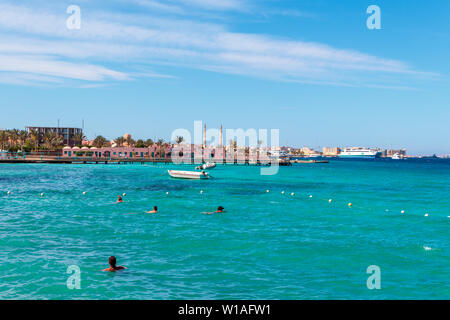 Hurghada, Egypt - April 17, 2019: A nice sunny day at the Red Sea in ...