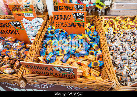 Traditional Polish Fudge Sweets " Krowka" on sweet stall in Krakow ...
