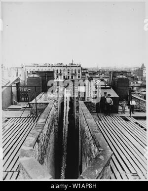 Airshaft of a dumbbell tenement, New York City, taken from the roof, ca ...
