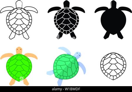 Set of turtle and tortoise silhouette, vector Stock Vector Image & Art ...