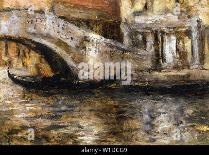 William Merritt Chase - Gondolas Along Venetian Canal Ak Gondol Venice ...