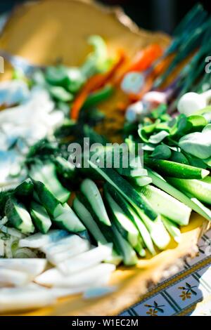plate of fresh vegetable salad isolated on white background, top view ...