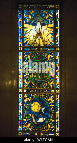 Stained glass with masonic symbols Stock Photo - Alamy