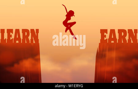 A woman jump between two cliffs Stock Photo - Alamy