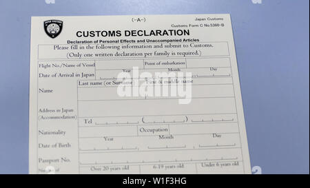 Japanese customs declaration form at airport counter Stock Photo - Alamy