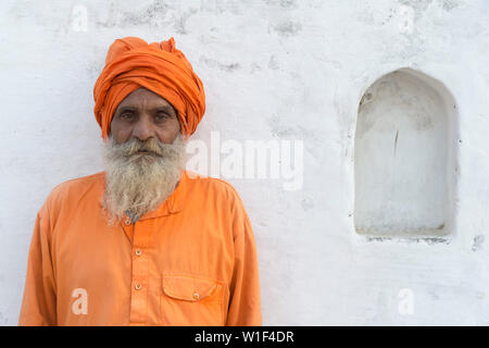 Sadhu in saffron colour garments, For Editorial Use Only, Allahabad ...