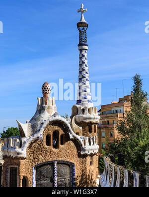 Casa del Guarda exterior, Park Guell, Barcelona, Spain, Europe Stock ...