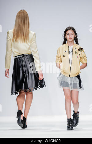 Berlin, Germany. 2nd July, 2019. A model presents a creation of Richert ...