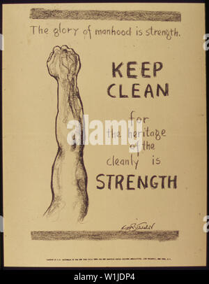 THE GLORY OF MANHOOD IS STRENGTH. KEEP CLEAN Stock Photo - Alamy