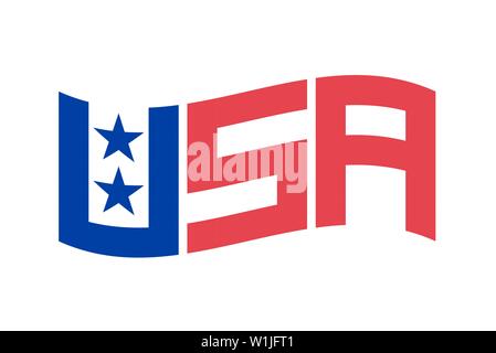 US logo or icon with USA letters across the map, United States of ...