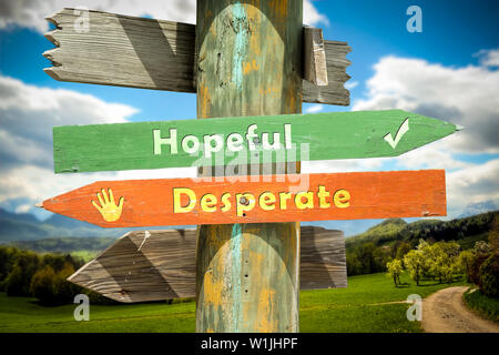 Street Sign the Direction Way to Hopeful versus Desperate Stock Photo ...