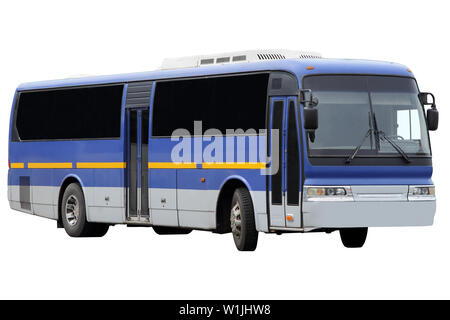 Old blue bus isolated over white with clipping path Stock Photo - Alamy