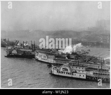 St Louis Missouri with steamboats and Mississippi River in the ...