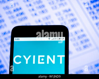 In this photo illustration the Cyient Limited logo is seen displayed on ...