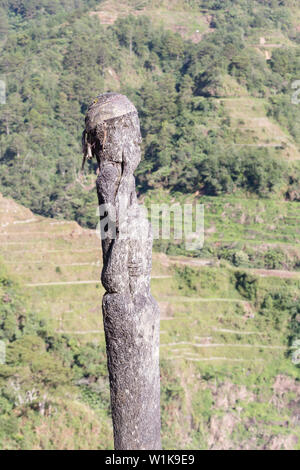 Bulol or Ifugao rice god statue, Banaue rice fields, Banaue ...